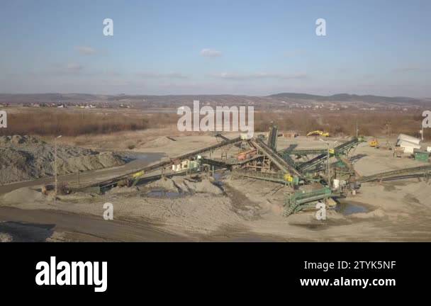 Extraction, washing, sorting and distraction of river gravel. Mining ...
