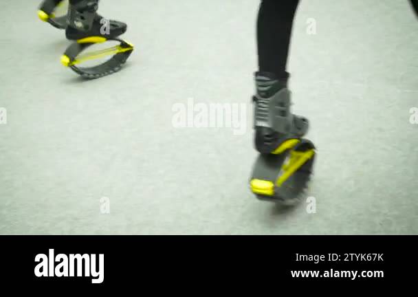 Moscow, Russia - April 12, 2019: Kangaroo jumps anti gravity fitness ...