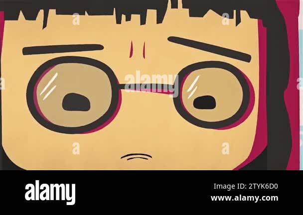 Cartoon cute girl portrait crying. Asian stressed anime girl with ...