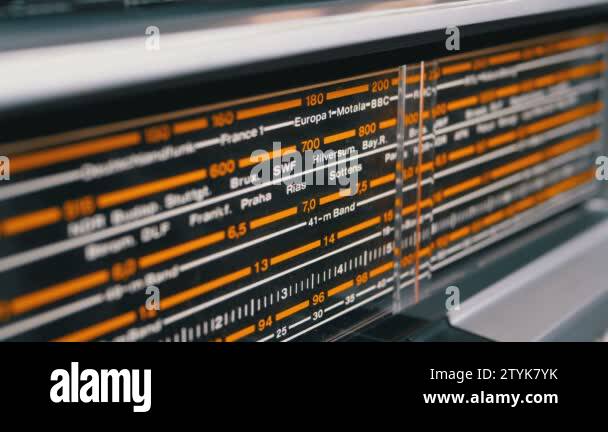 Tuning Analog Scale of the Retro Radio with the Names of Cities, Radio ...
