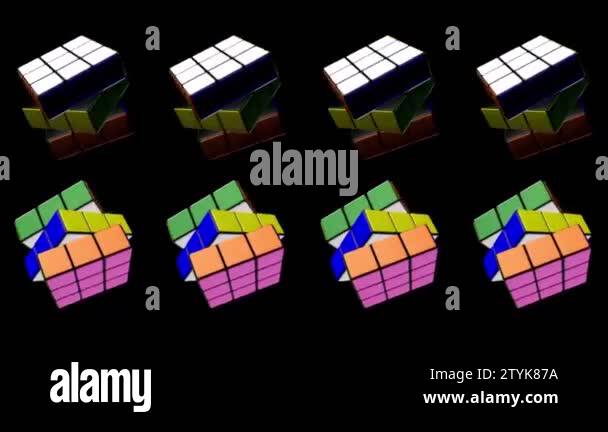 Los Angeles. USA. May 01. 2018. Exhibition technology. The transformation of the Rubik's cube ...