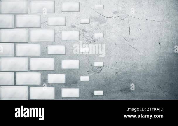 Decorative brickwork fills concrete wall. Animation. Stylish brickwork ...
