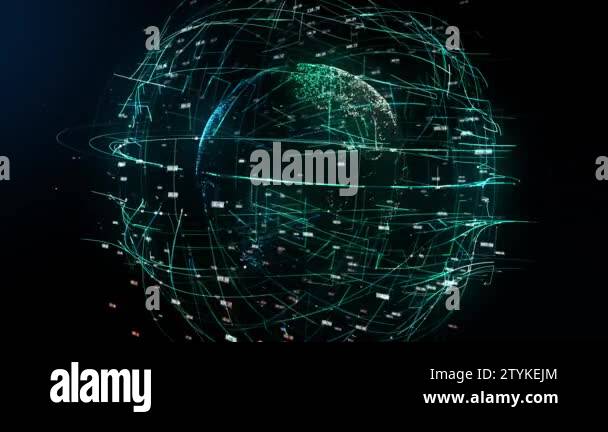 global network animation 3d animation symbolizing global information ...
