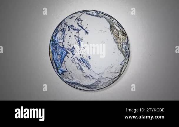 A computer generated animation of a stylized rotating earth on a ...