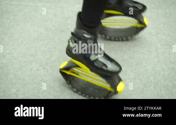 Moscow, Russia - April 12, 2019: Kangaroo jumps anti gravity fitness ...