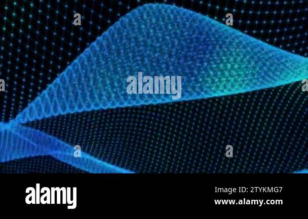 An abstract 3D animated grid of interconnected dots. Background of ...