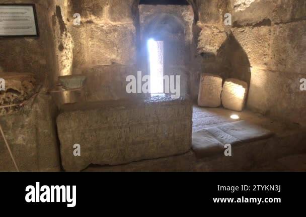 Ajloun, Jordan - stone rooms with illumination in the old castle part 4 ...