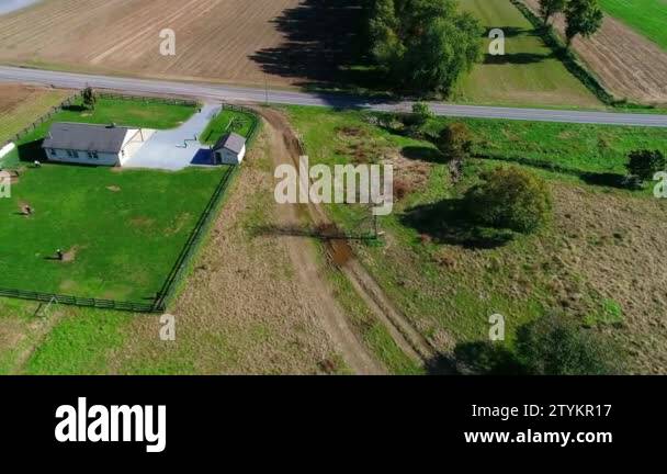 An Aerial View of an Amish One Room School House with Amish Children ...