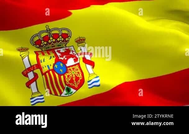 Flag of Spain flag video waving in wind. Realistic Spanish Flag ...