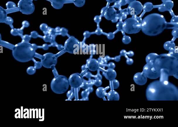 Molecule ball and stick model fly through atoms chemistry biology ...