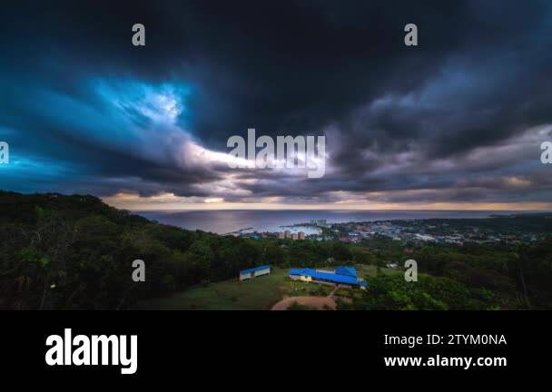 Dark angry looking turbulent and dramatic storm clouds churn and turn ...