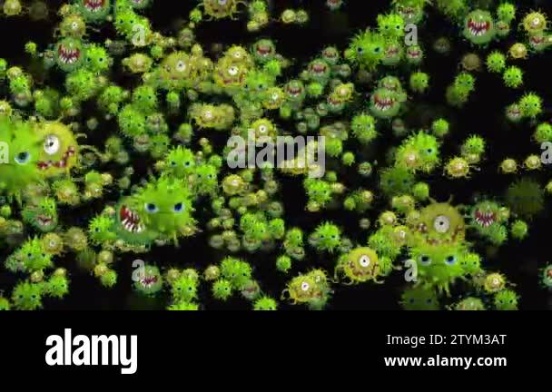 Medical illustration 2d, 3d animation background of cells, bacteria ...