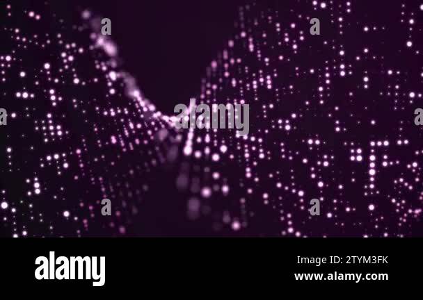 Moving Particle animation background. Flowing light dots on purple ...