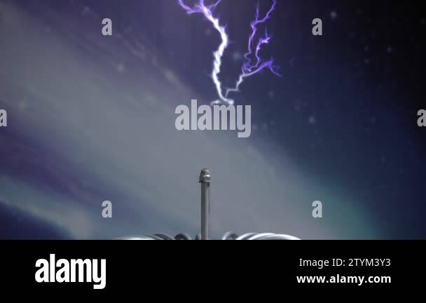 Tesla coil produces high voltage and multiple lightning Stock Video ...