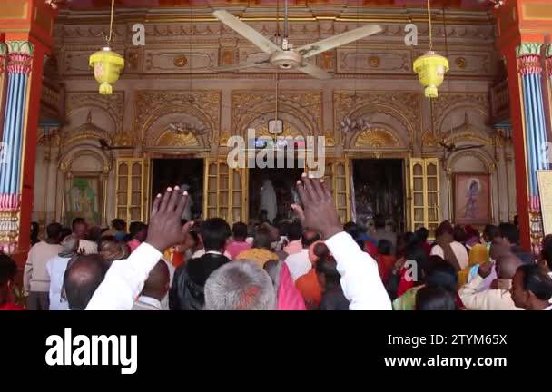 Ayodhya, India - Circa March 2019. Devotees visited Dashrath Mahal ...