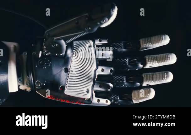 Cyborg arm bending fingers, Artificial intelligence concept Stock Video ...