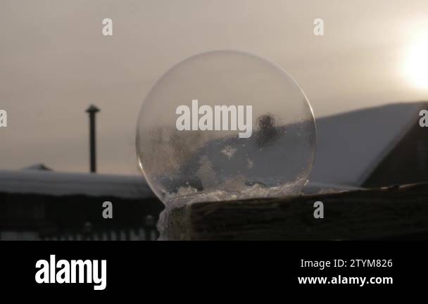 frosty soap bubble. Frozen Snow Globe. Snowflake Ice patterns frosted ...