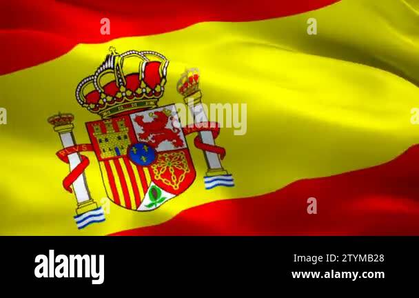 Spain Flag Wave Loop waving in wind Madrid. Realistic Spanish Flag ...