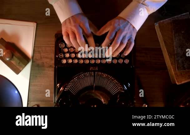 Vintage 1950s style journalist working in the office Stock Video ...