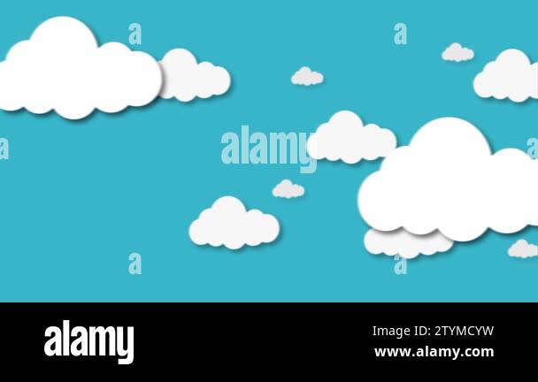 Blue sky full of clouds moving right to left. Cartoon sky animated ...