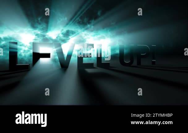 3D word animation of Level up with light rays Stock Video Footage - Alamy