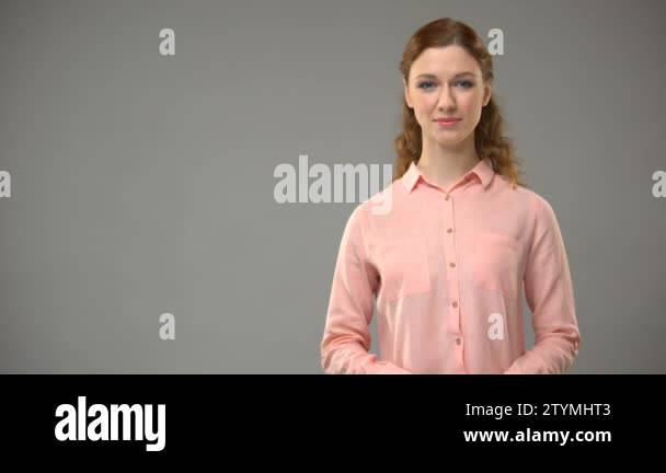 Female showing please in sign language, teacher showing words in asl ...
