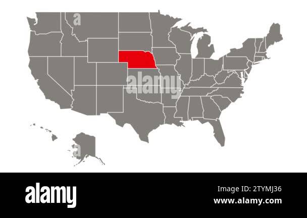 Nebraska federal state blinking red highlighted in map of USA Stock ...
