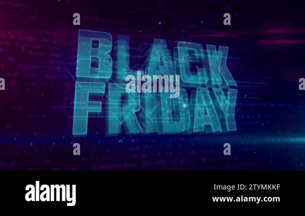 Black Friday glowing hologram intro on dynamic digital background ...