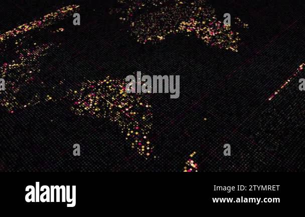 Abstract animation of world map in digital screen formed by tiny ...