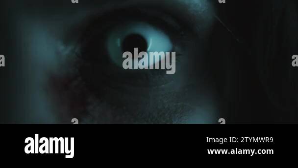 Terrifying creepy zombie woman, close up of white eye. Scary look ...