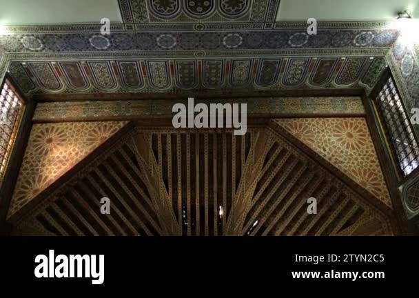 Bottom view on ancient Maghreb ceiling. Moroccan architecture ...