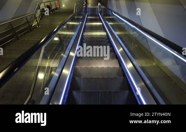 Movement of the escalator. Shooting the escalator Stock Video Footage ...