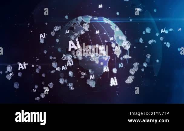 Artificial intelligence, cybernetic brain and machine learning symbols ...