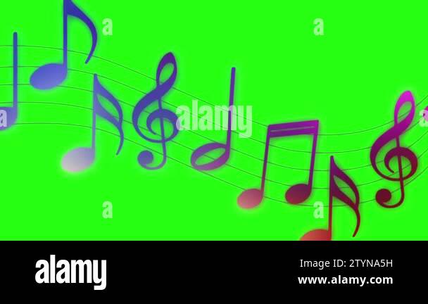 Flying Musical Notes on Green Screen Background Stock Video Footage - Alamy