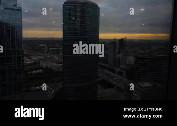 pictorial view outside window modern city buildings and house ...