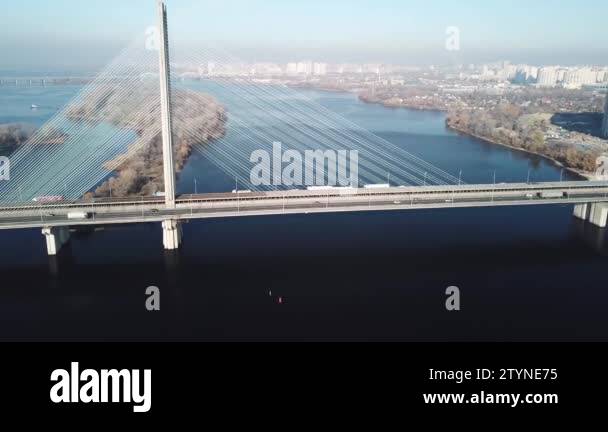 Aerial of the south bridge, city Kyiv Ukraine. South Bridge city of ...