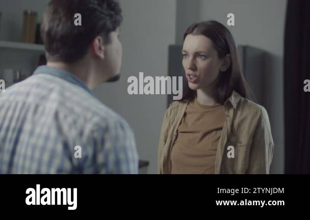 Rude man grabbing yelling woman by chin with anger Stock Video Footage ...