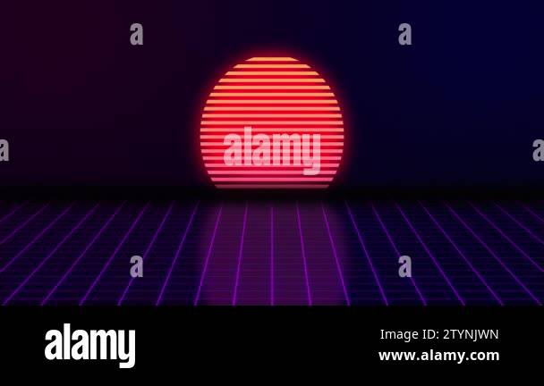 VHS retro animation with the appearing neon rectangle and the text ...