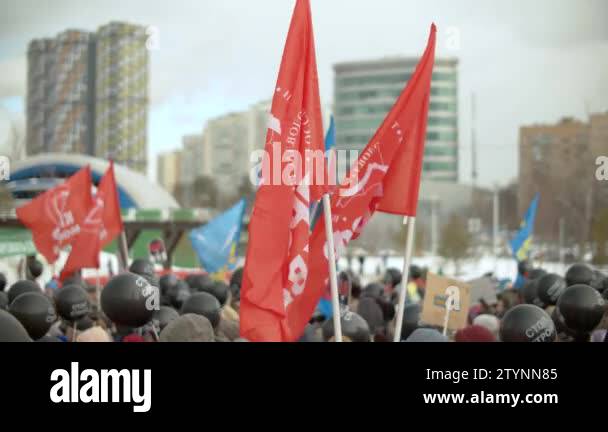 RUSSIA, MOSCOW, march 2020 - Red flags of the Russian Communist Party ...