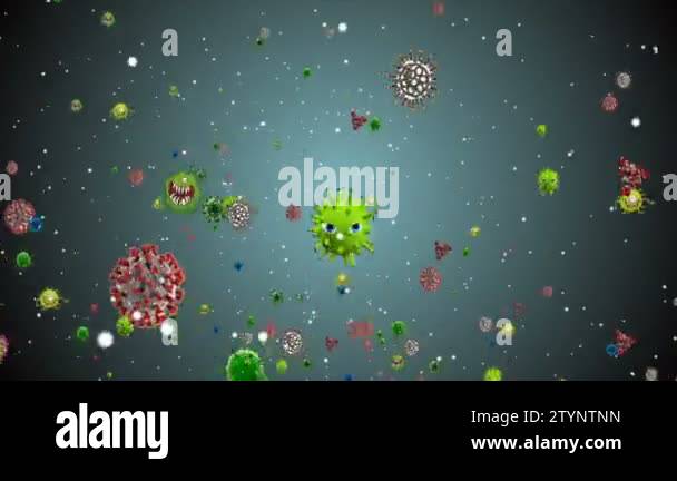 Medical illustration 2d, 3d animation background of cells, bacteria ...