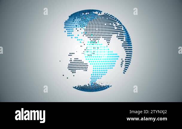 animation of spinning globe of the earth planet on black background ...