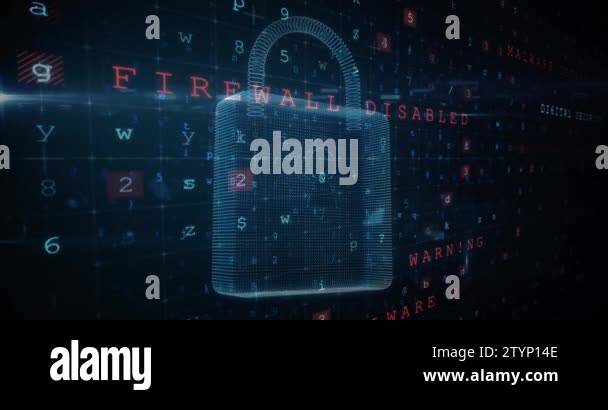 A 3d graphic view of cyber security lock that has cyber crime threats ...
