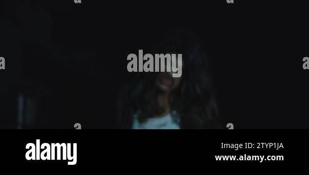 Zombie woman with white eyes screaming, looking scary and terrifying ...