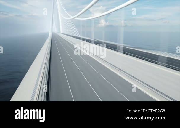 3d model of delivery car on the bridge. Very fast driving. 4k animation ...