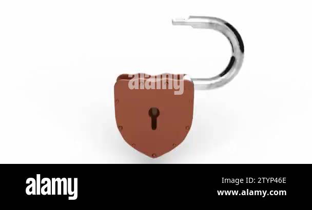 4K Animation Processing of 3d Steel Locker,Padlock Symbol, Key Lock ...