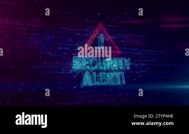 Security alert hologram intro on dynamic futuristic background. Modern ...