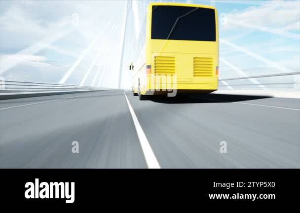 3d model of bus on bridge. Very fast driving. 4k animation Stock Video ...