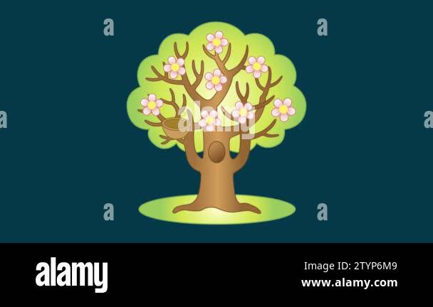 Animation of an apple tree showing four seasons. The seasons are ...