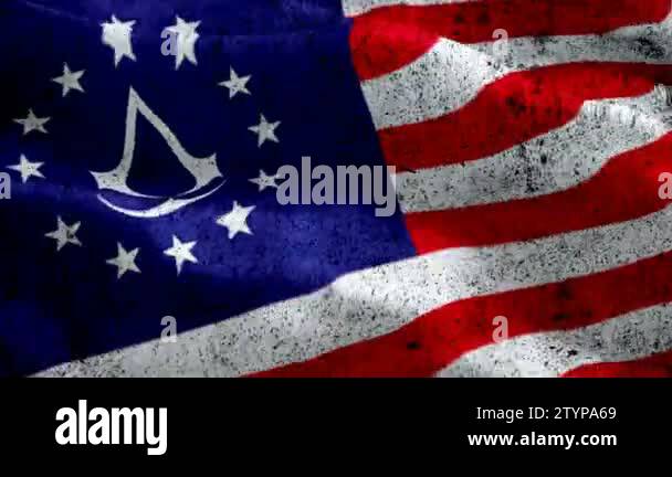 Assassin Creed flag video waving in wind. Realistic Creed black Flag ...
