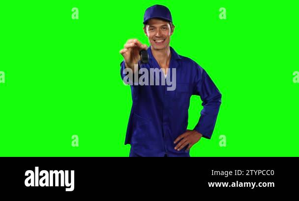 Portrait of a happy Caucasian male engineer car mechanic wearing ...